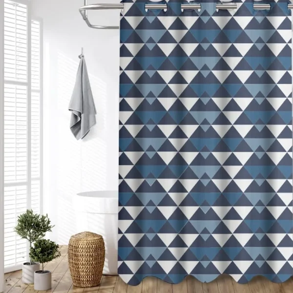 Premium Geometric Hookless Shower Curtain, 72″x72″